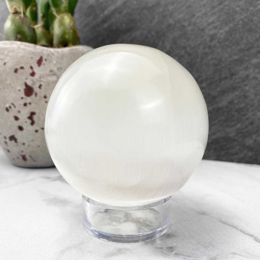 Polished Selenite Sphere | Eerie Mineral Co.