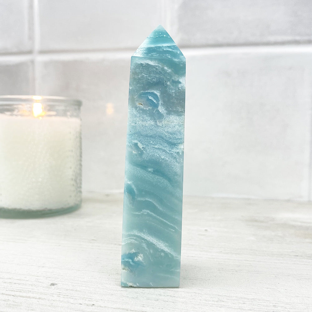 Polished Sky Blue Quartz Tower | Eerie Mineral Co.