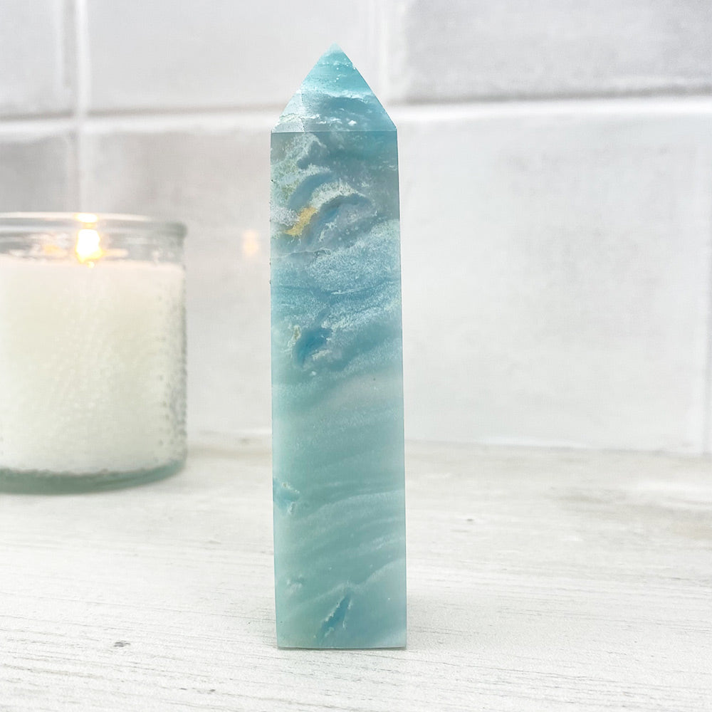 Polished Sky Blue Quartz Tower | Eerie Mineral Co.