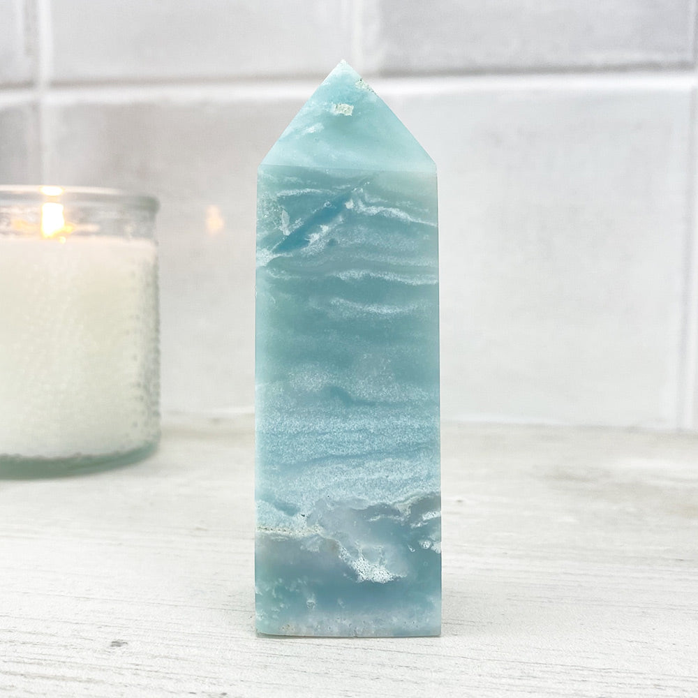 Polished Sky Blue Quartz Tower | Eerie Mineral Co.