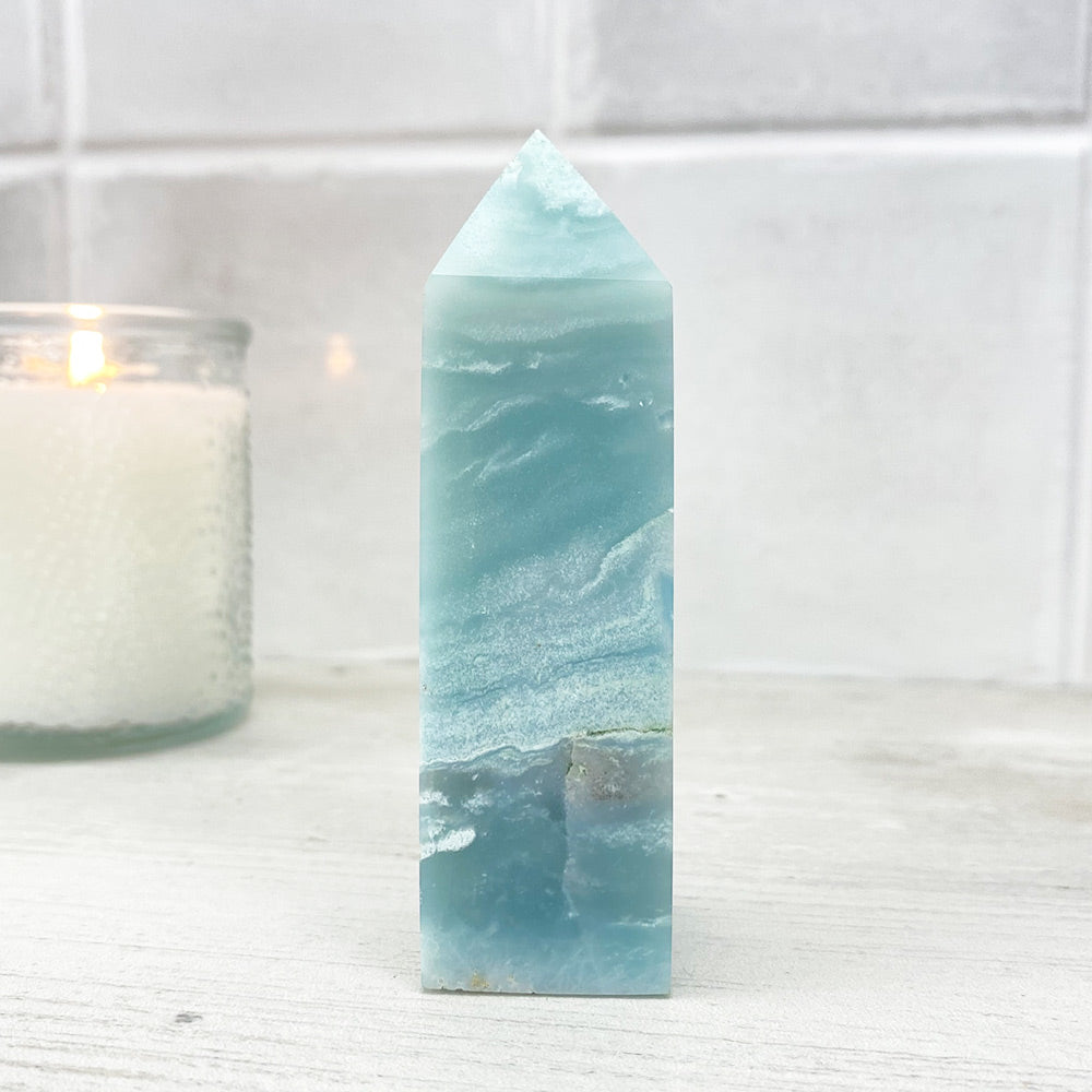 Polished Sky Blue Quartz Tower | Eerie Mineral Co.