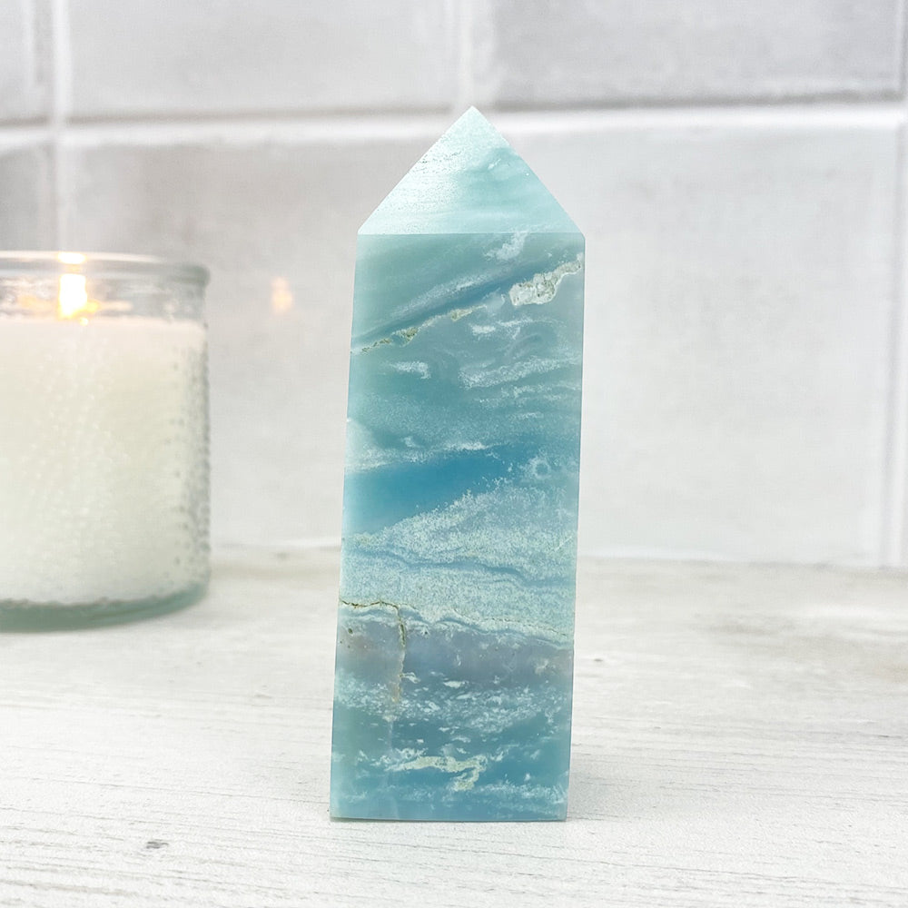 Polished Sky Blue Quartz Tower | Eerie Mineral Co.