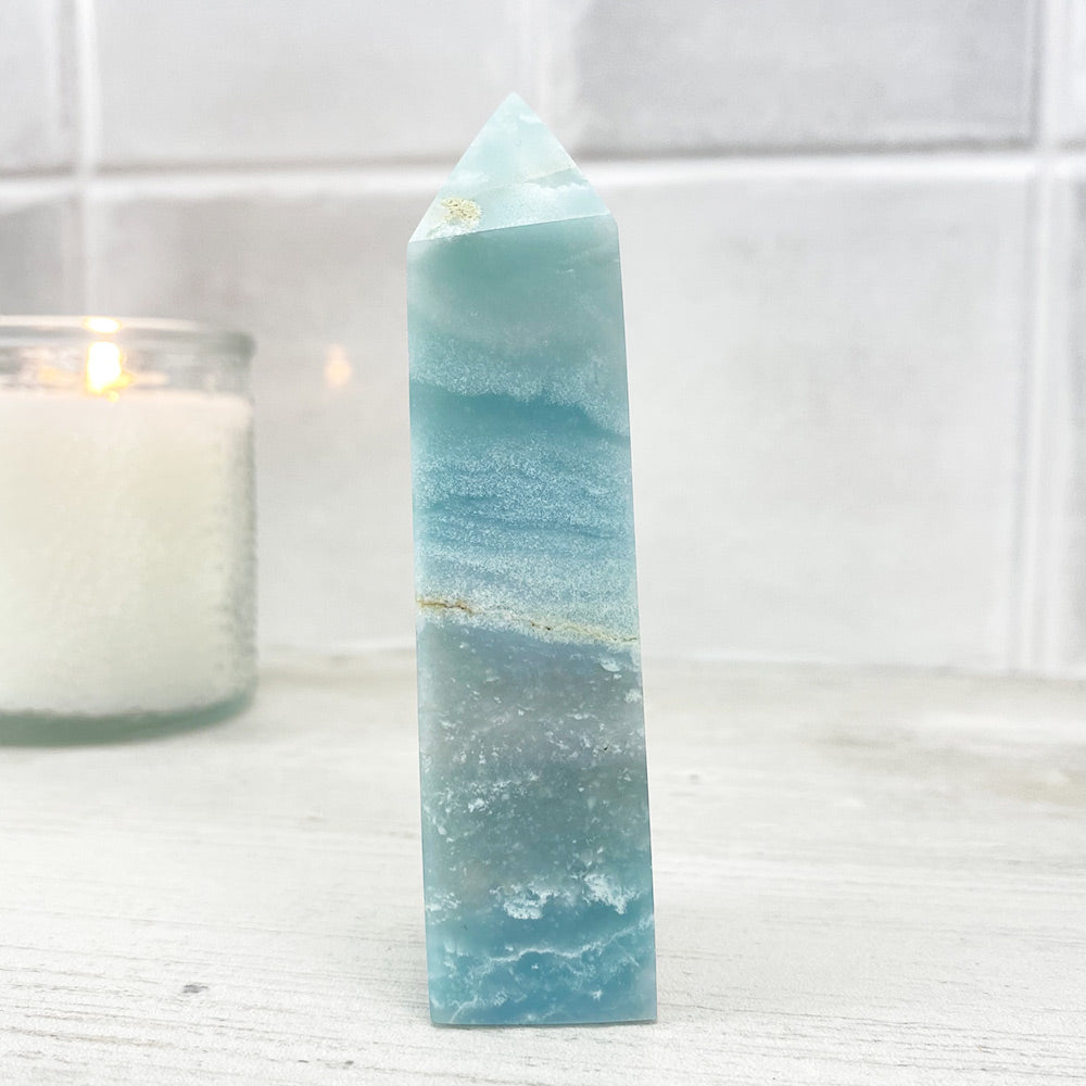 Polished Sky Blue Quartz Tower | Eerie Mineral Co.