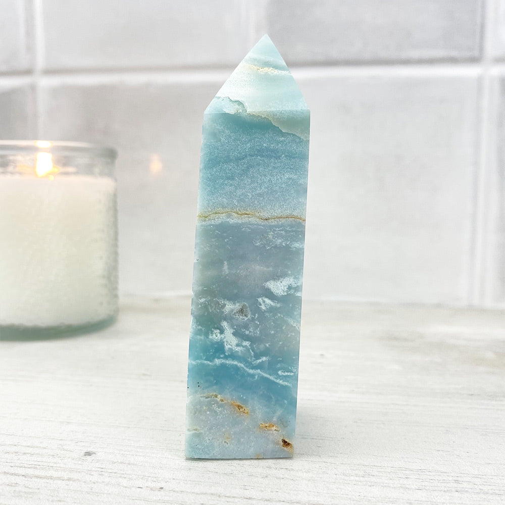Polished Sky Blue Quartz Tower | Eerie Mineral Co.