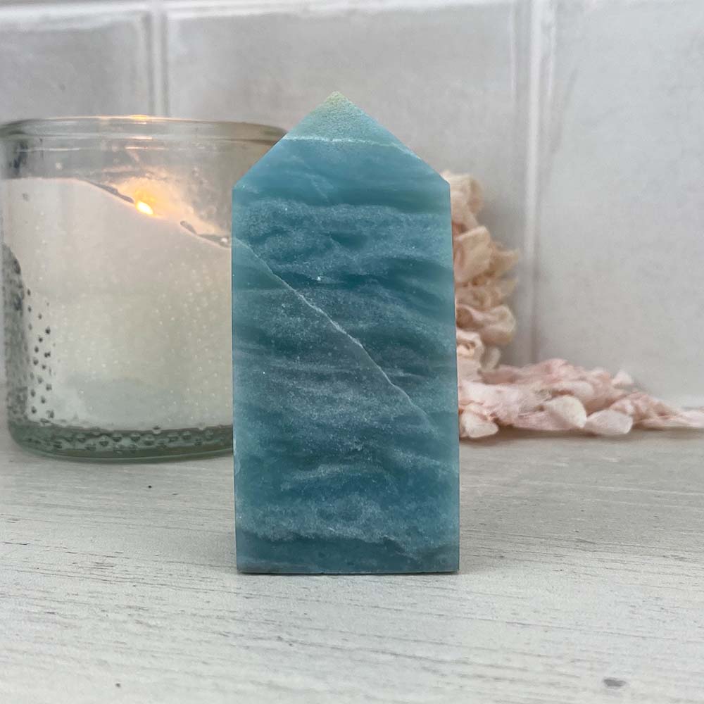 Polished Sky Blue Quartz Tower | Eerie Mineral Co.