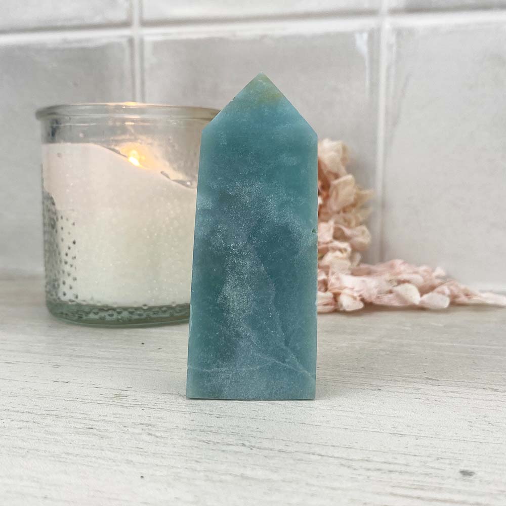 Polished Sky Blue Quartz Tower | Eerie Mineral Co.