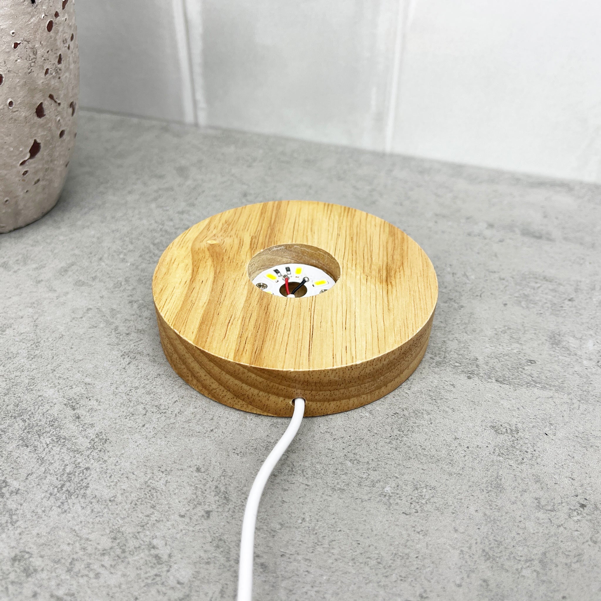 USB Powered LED Light Wood Sphere Holder | Eerie Mineral Co.